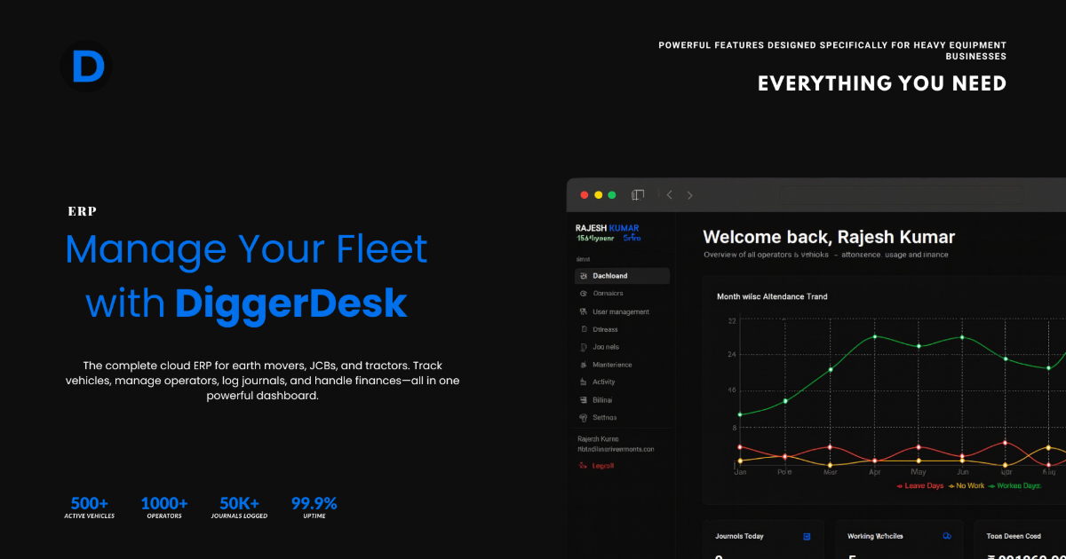 DiggerDesk - Fleet Management Software for Earth Movers & Construction